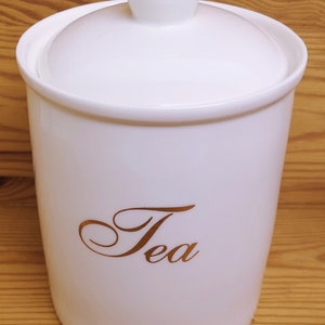 White & Gold Tea Coffee Sugar Canisters Fine Bone China Elegant and ...