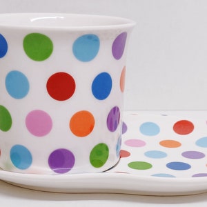 Polka Dots TV Tray Multicolour Spotty Fine China Mug 250 Ml 8 Fl Oz and ...