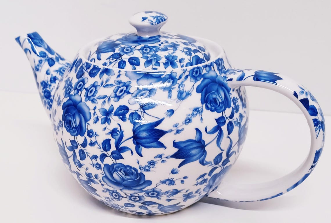 Delft Blue Teapot Porcelain 20 Fl Oz 600ml Blue Floral Hand Decorated ...
