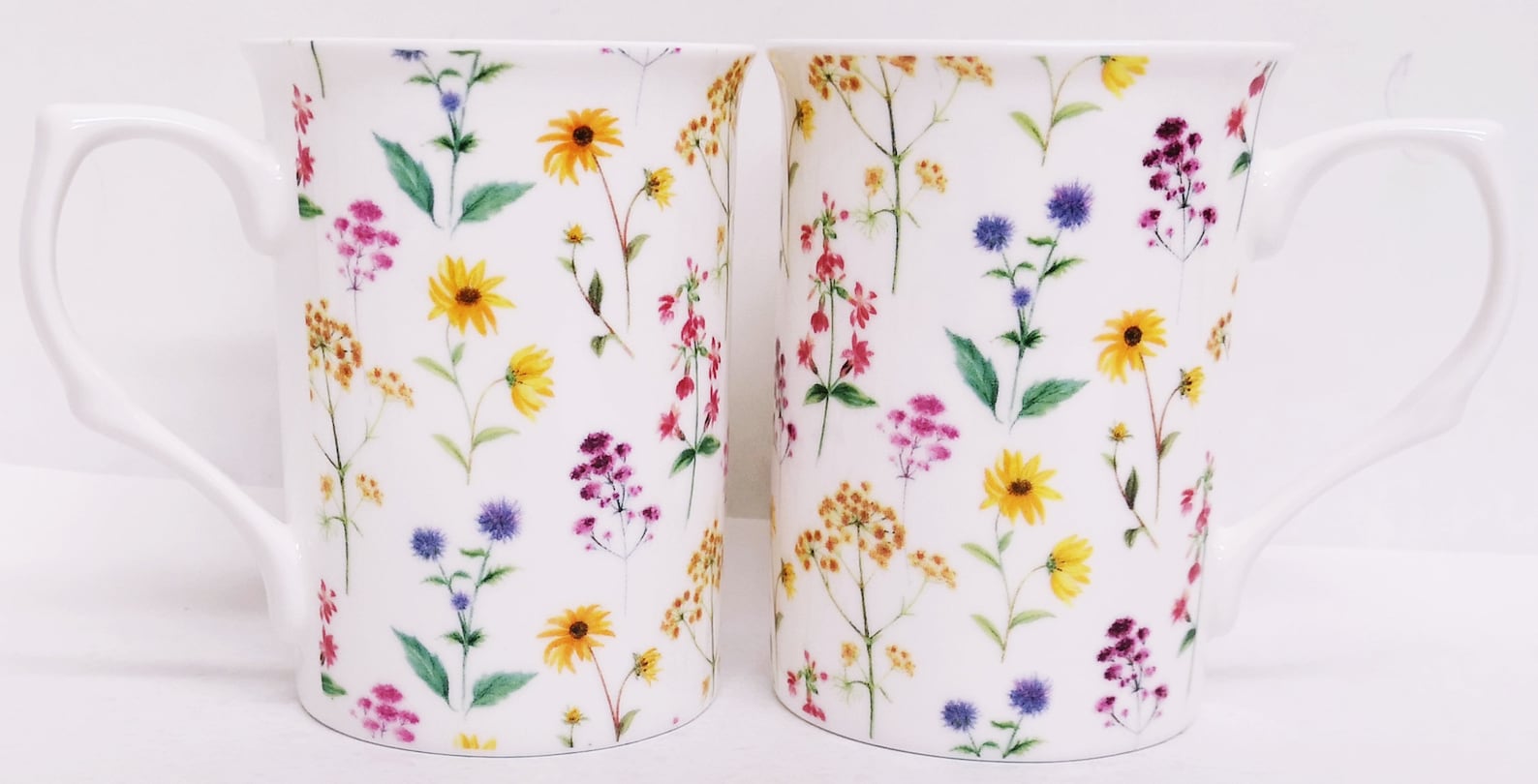 Meadow Flowers Mugs Set of 4 Fine Bone China Multicolour - Etsy UK