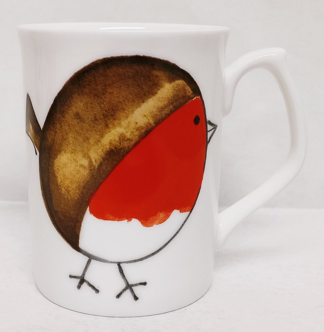 Fat Robin Mug Fine Bone China Topaz 9.5oz Simple Red Robin Cup - Etsy UK