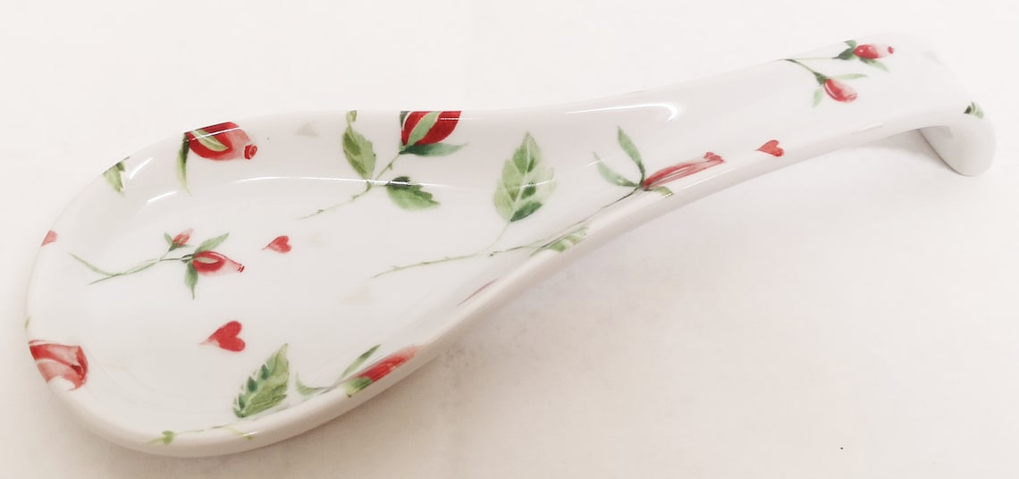 Hearts & Red Roses Spoon Rest Ceramic Porcelain Medium 22cm - Etsy UK