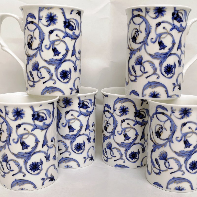 Blue and Gold Mug - Etsy