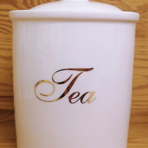 White & Gold Tea Coffee Sugar Canisters Fine Bone China Elegant and ...