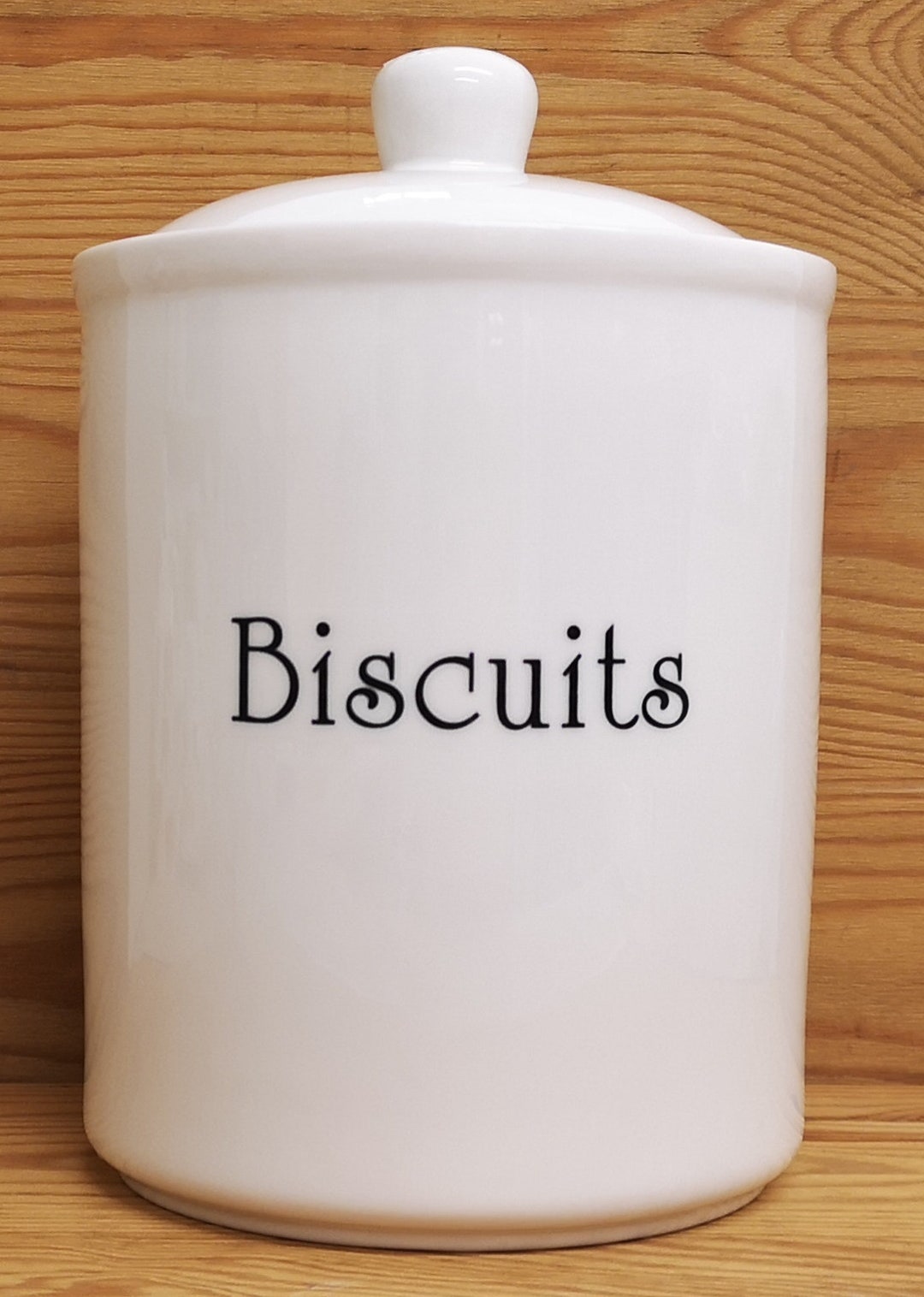 White Biscuits Canister Fine Bone China Large 2 Litre Seal Storage Jar ...