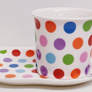 Polka Dots TV Tray Multicolour Spotty Fine China Mug 250 Ml 8 Fl Oz and ...