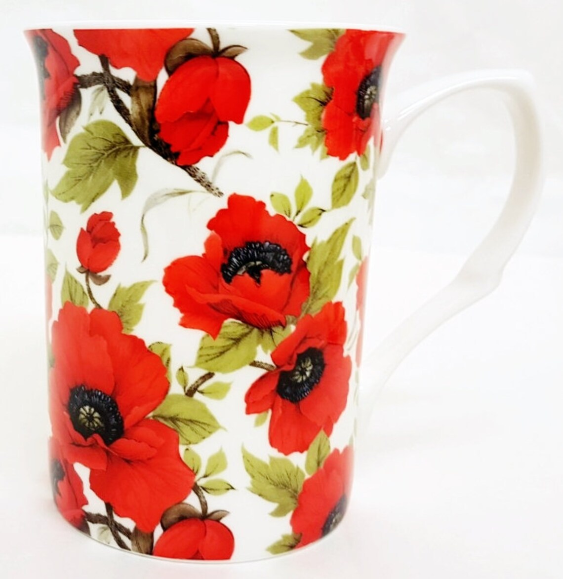 Red Poppy Mugs Set of 4 Fine Bone China Cups Hand Decorated in UK - Etsy UK