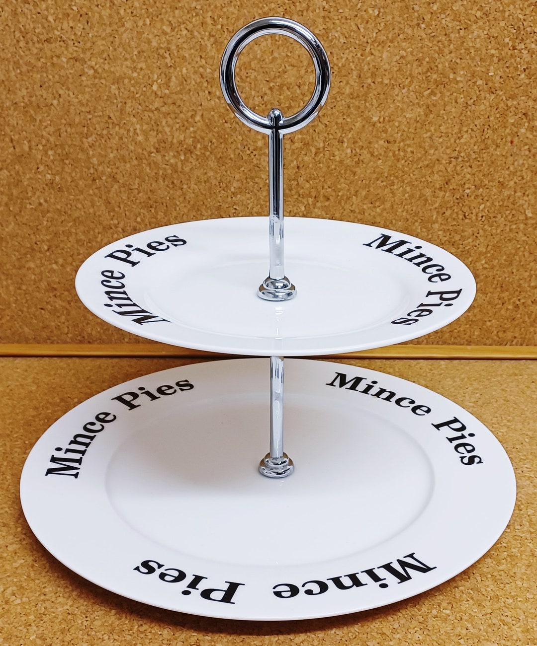 Mince Pies 2 Tier Cake Stand White Fine Bone China Hand Decorated UK - Etsy