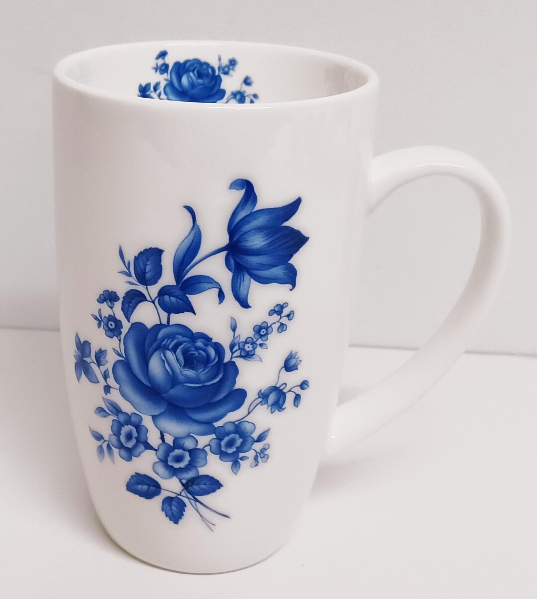 Delft Blue Mug Bone China Elegant Blue Floral Empire Cup 15fl Oz 425ml ...