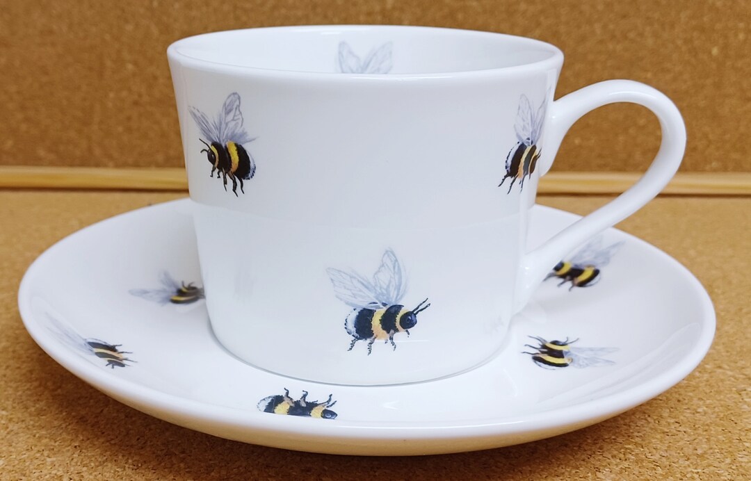 Bees Tea Cup and Saucer Bumblebee Fine Bone China 250 Ml Sterling ...