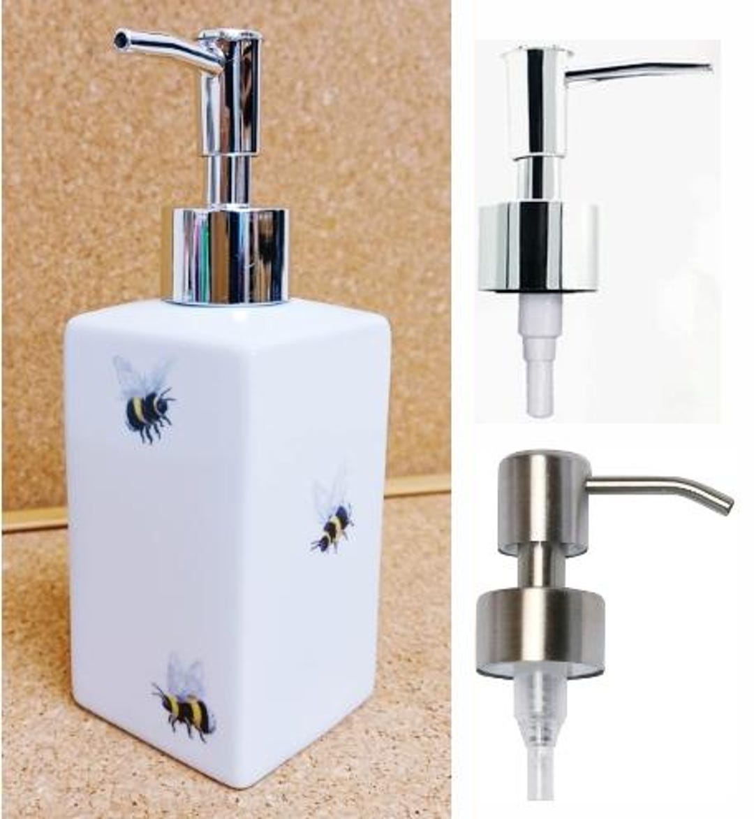 Bees Soap Dispenser Porcelain 200 Ml 7oz Busy Bumblebees Liquid Pump ...