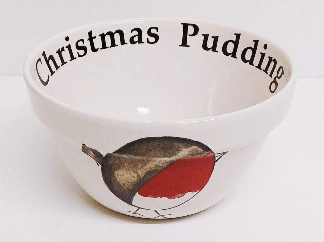 Simply Red Fat Robin Christmas Pudding Ceramic Decorated Baking Bowl ...