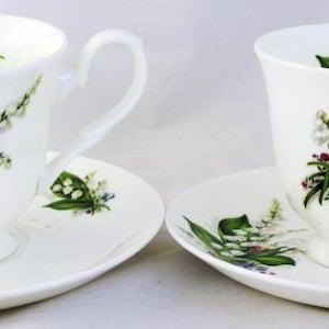 Lily of the Valley Tea Set for Two Fine Bone China 1 Teapot 2 Cups and ...