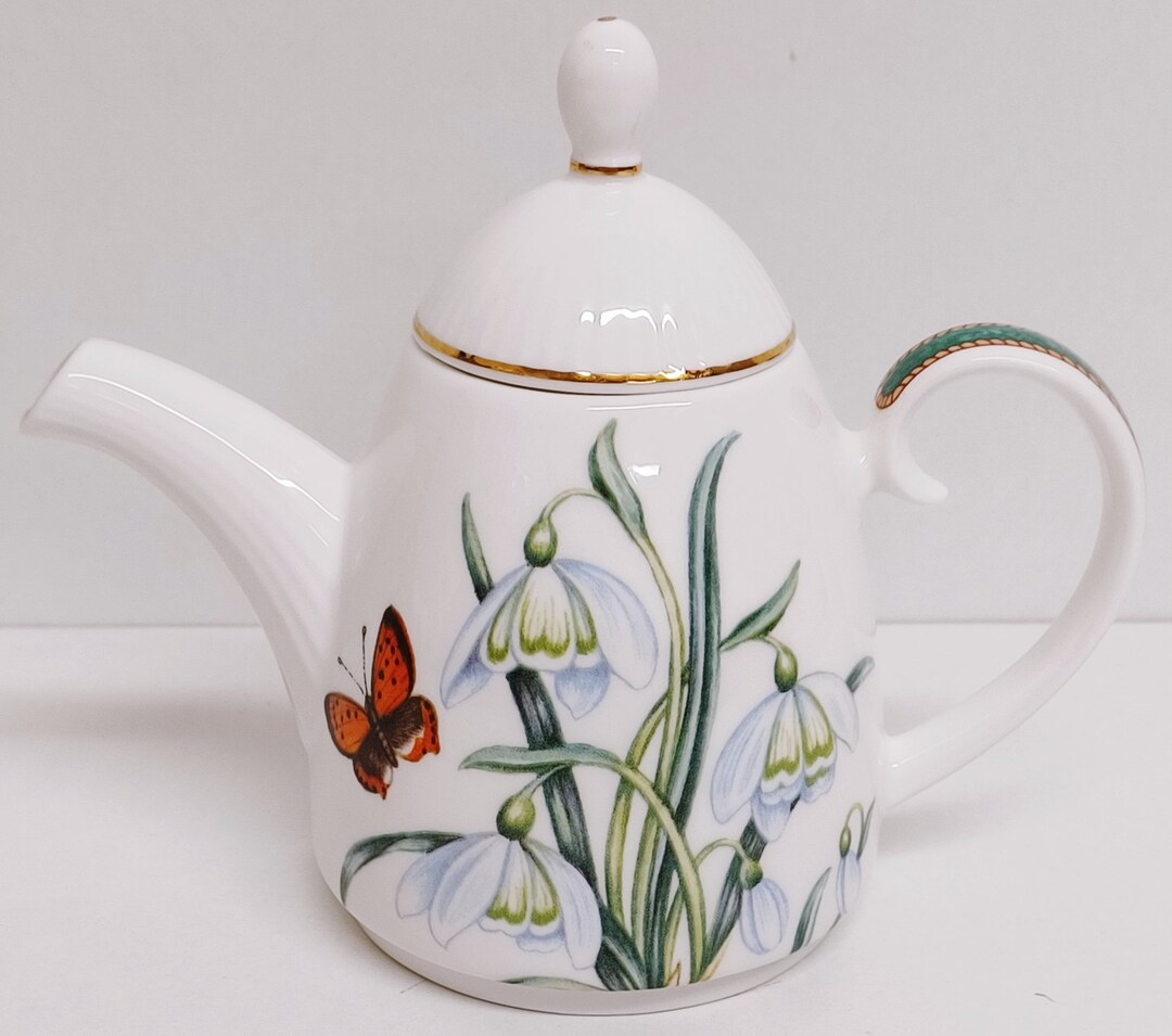 Hudson & Middleton Snowdrop Small Tea Pot Floral Collectors Galanthus ...