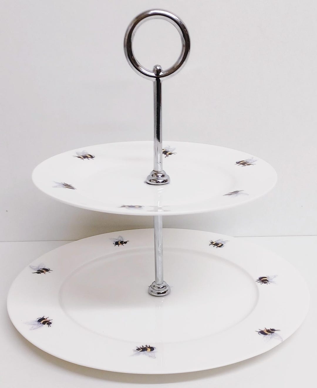 Bees 2 Tier Cake Stand Fine Bone China Bumblee Sandwiches Cupcakes ...
