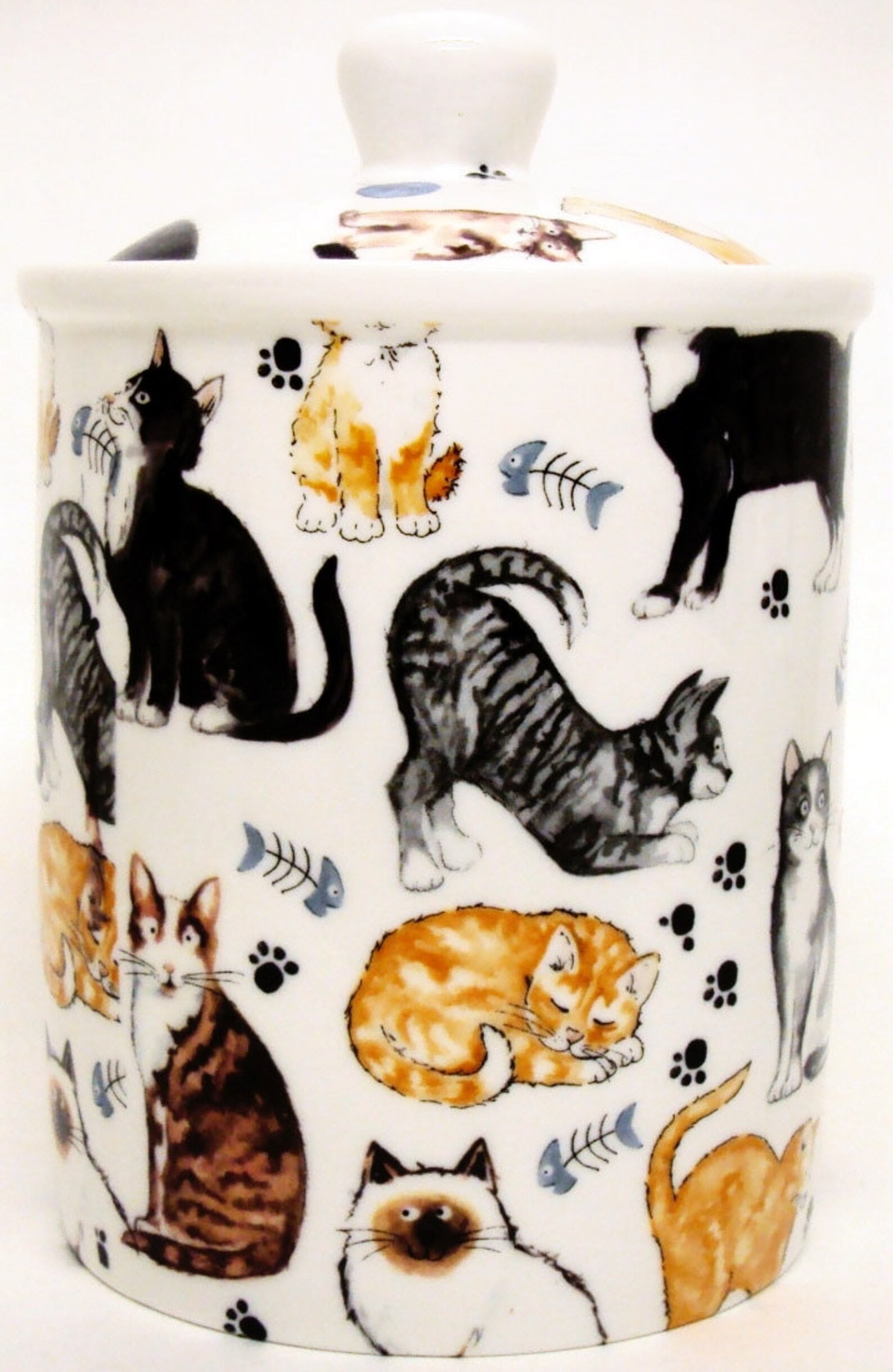 Cats Canister Fine Bone China Pets Kittens Storage Jar With Seal Hand ...