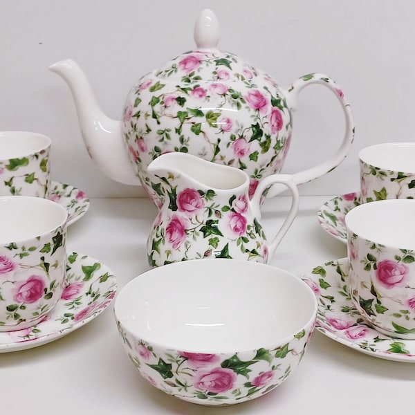 Pink Rose Tea Set - Etsy