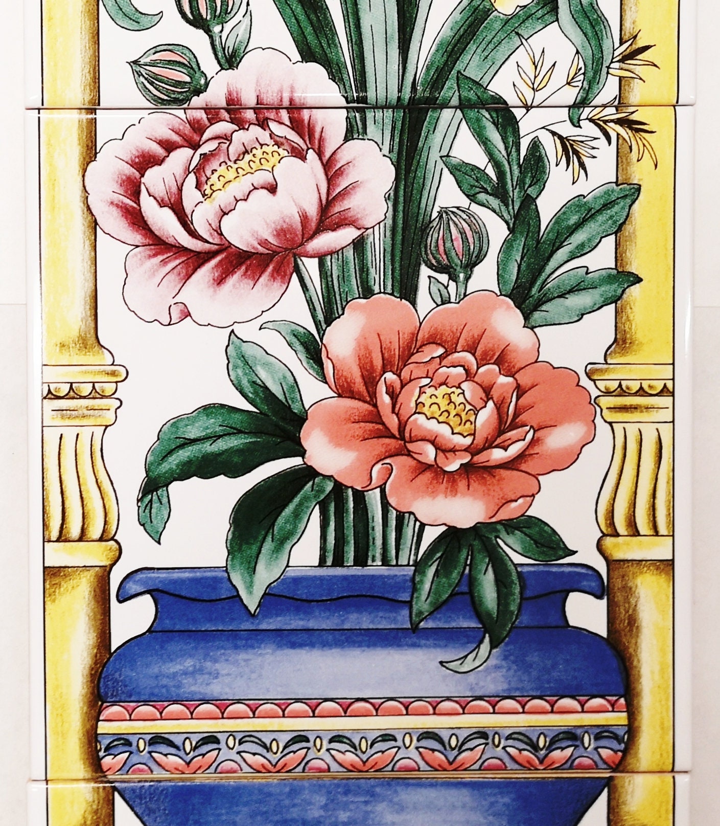 Victorian Lilies Ceramic Tile Mural Lily & Flowers Decorative - Etsy