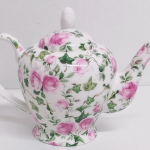 Ivy Rose Pink Tea Set for Two Fine Bone China Teapot 20fl Oz 2 Tea Cups ...