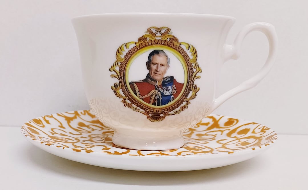 HM King Charles III Tea Cup & Saucer York Fine Bone China Coronation ...
