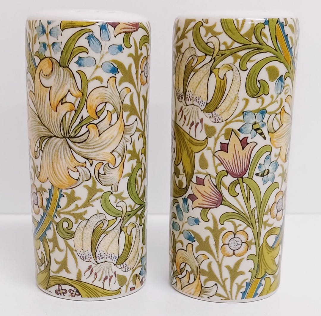 Golden Lily Salt & Pepper Set Round Porcelain Lilies Floral William ...