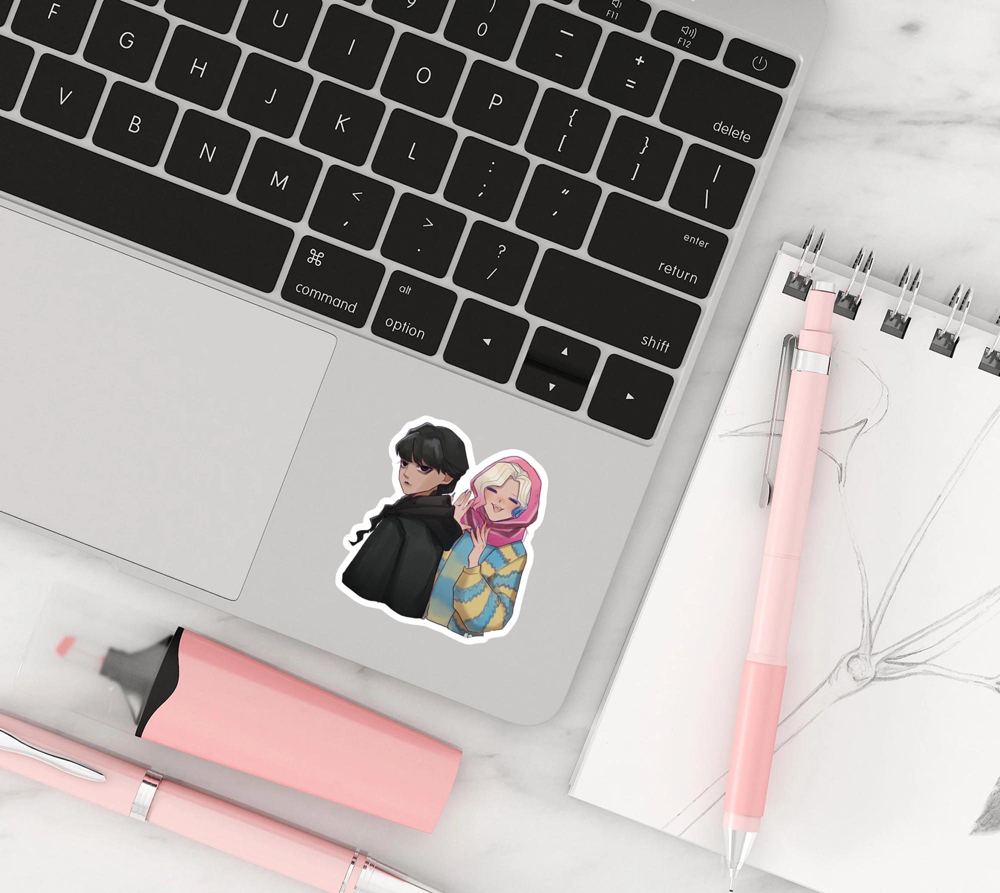 Weds And Enid, Wednesday Addams Sticker