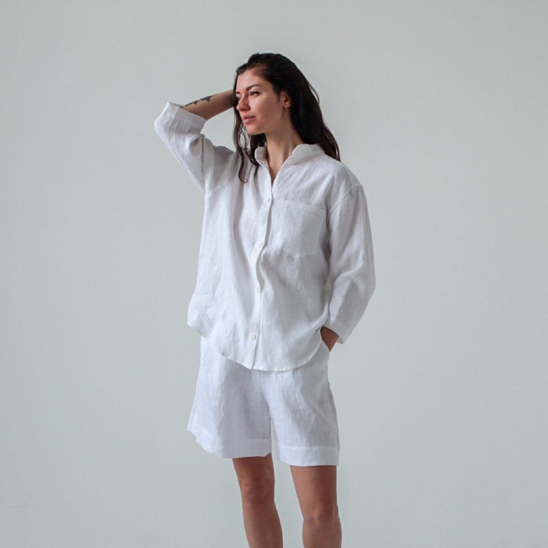 Linen Shorts and Shirt Set - Etsy