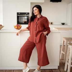 Terracotta Linen Pajamas - Etsy