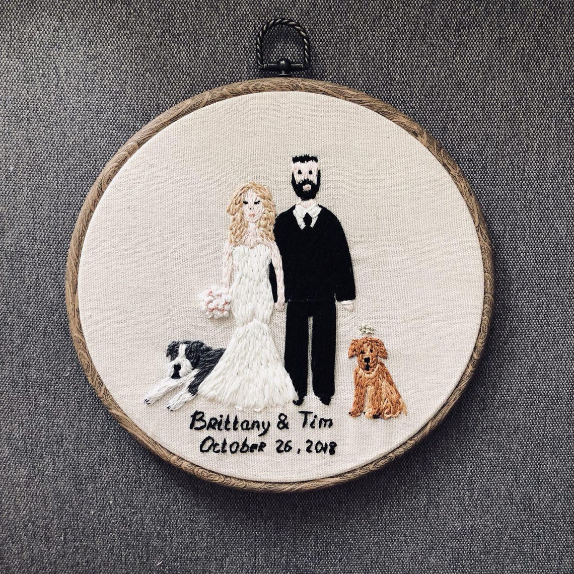Personalized Embroidery Family Portrait Custom Embroidered Wall Art ...