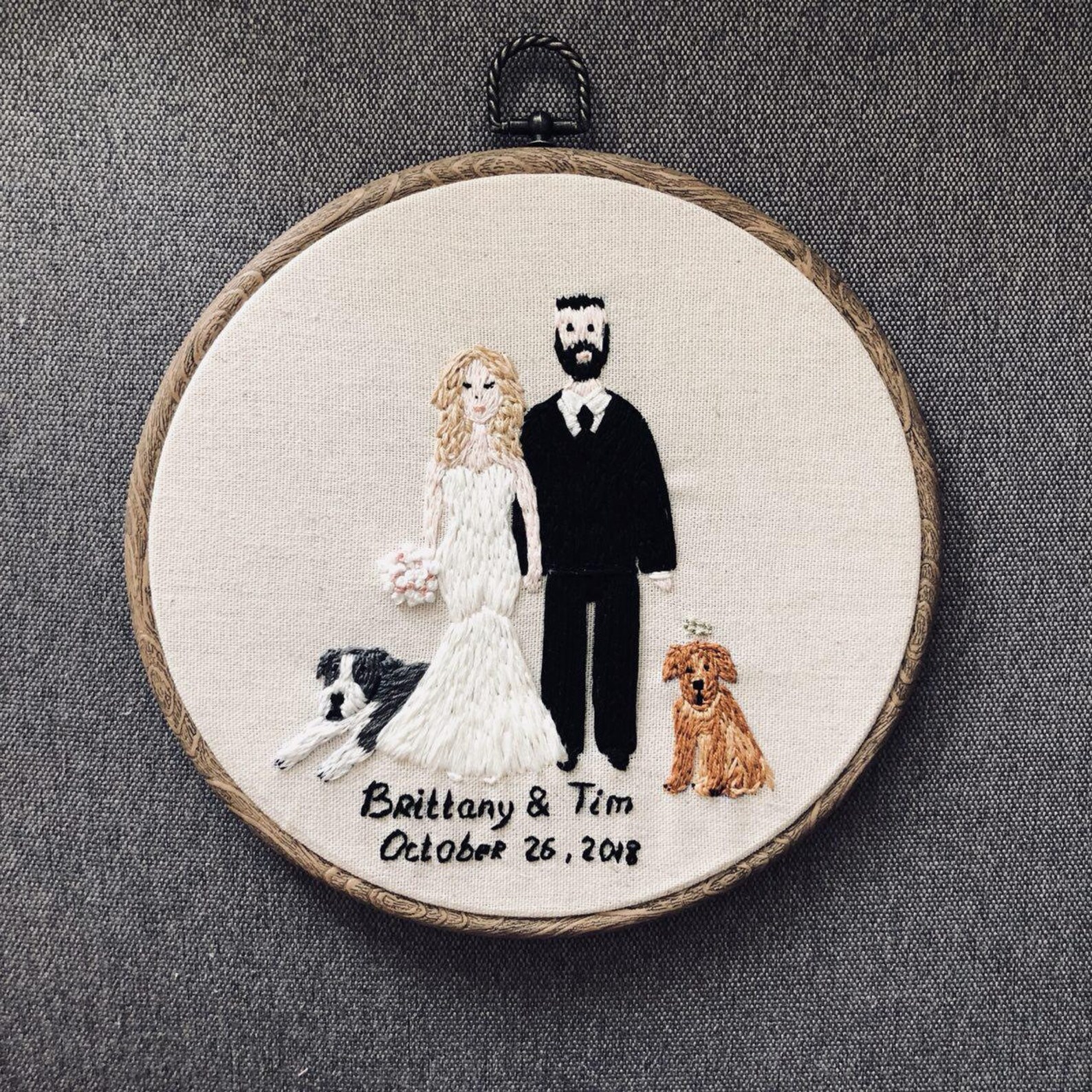 Personalized Embroidery Family Portrait Custom Embroidered Wall Art ...