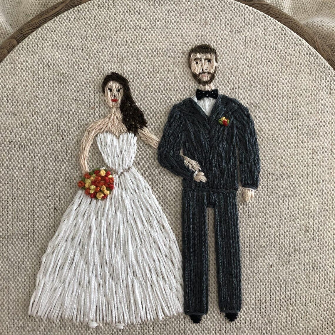 Personalized Embroidery Family Portrait Custom Embroidered Wall Art ...