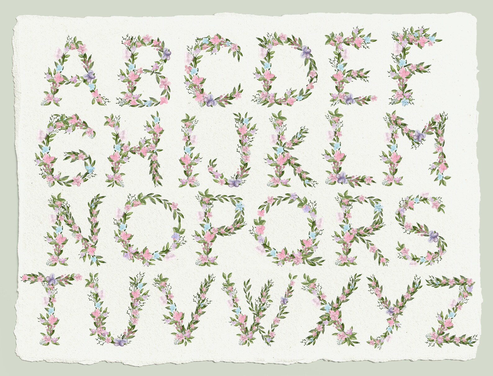 Floral Letters Clipart Scrapbook Alphabet Alphabet Clipart | Etsy