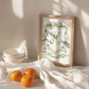 White Peony Crest Design, Custom Crest, Custom Monogram, Floral Crest ...