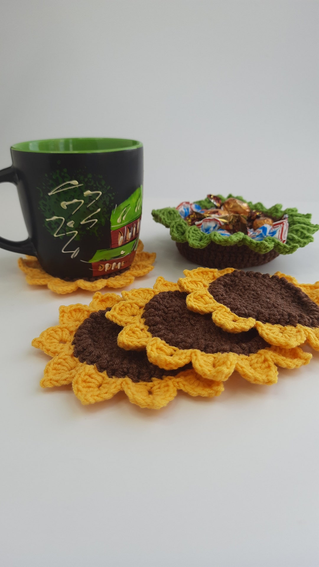 Sunflower Coasters and Pot Cute Coasters Flower and Pot - Etsy