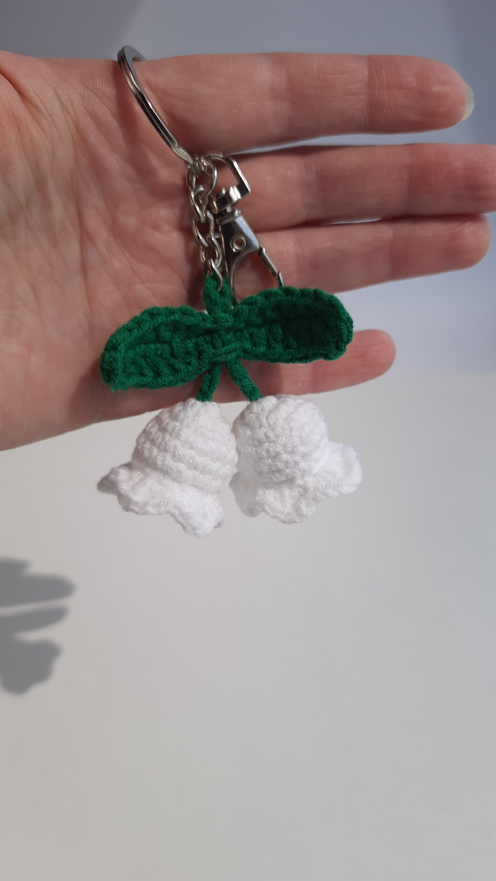 Crochet Flowers Keychain, Lily of the Valley Keyring, Cute Keychain for ...