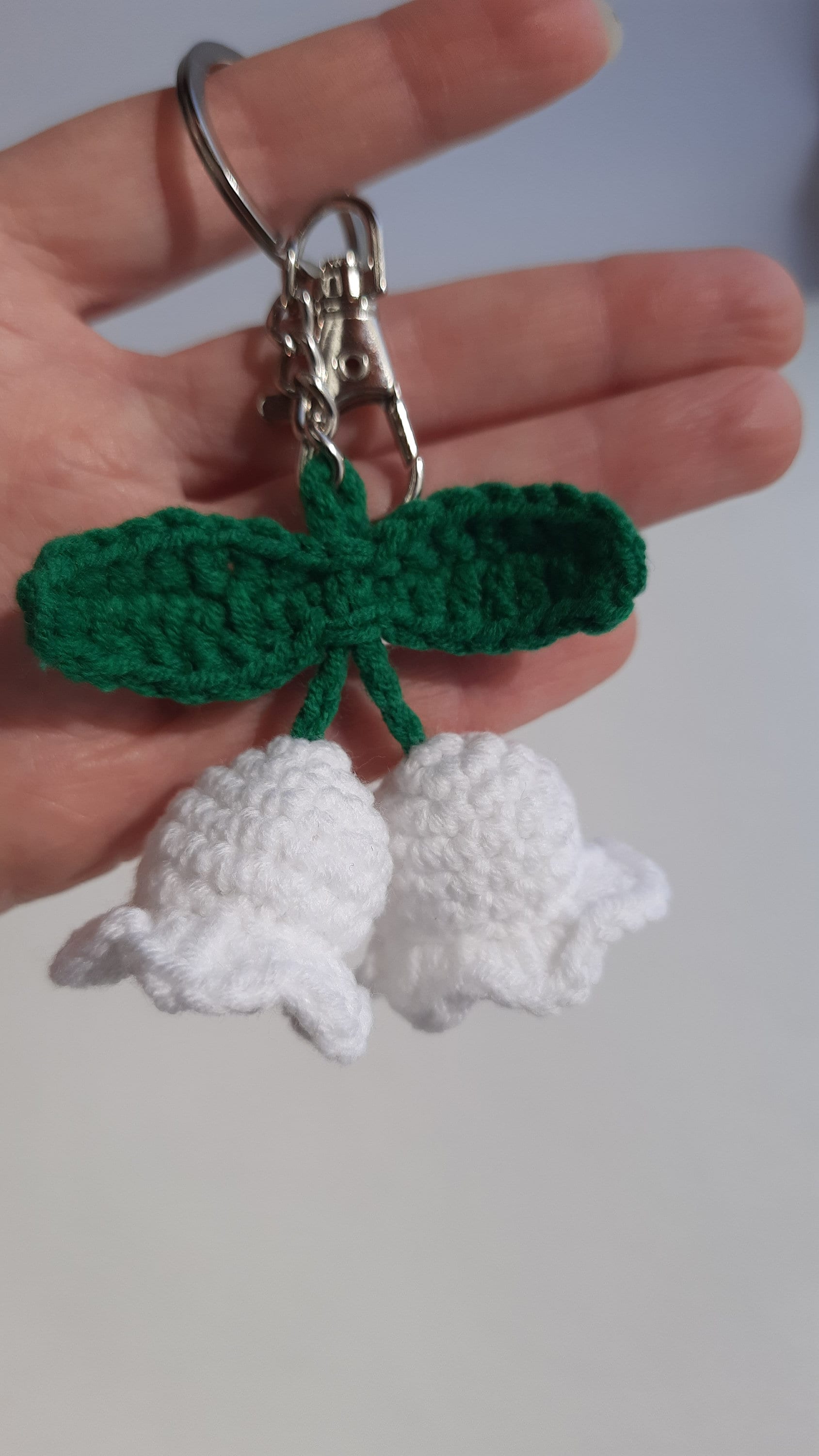 Crochet Flowers Keychain, Lily of the Valley Keyring, Cute Keychain for ...
