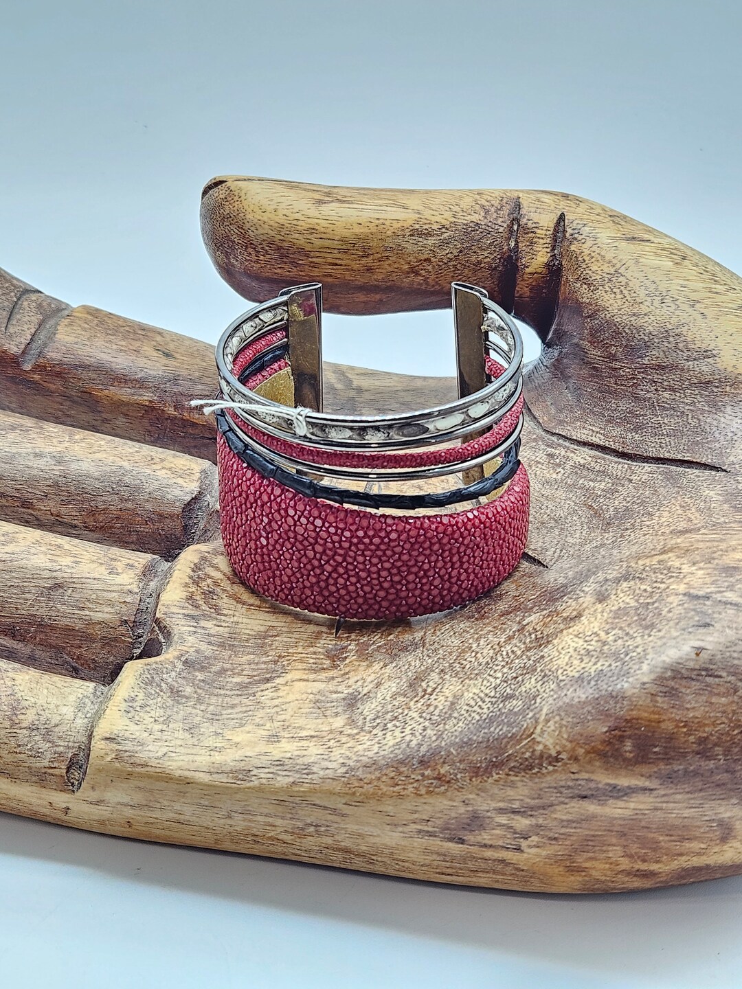 Couture Designer Leather Silver Cuff Christina Sabatini - Etsy