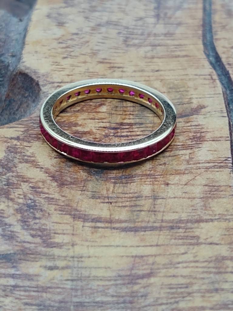 Vintage 14K Gold Ruby Eternity Ring - Etsy