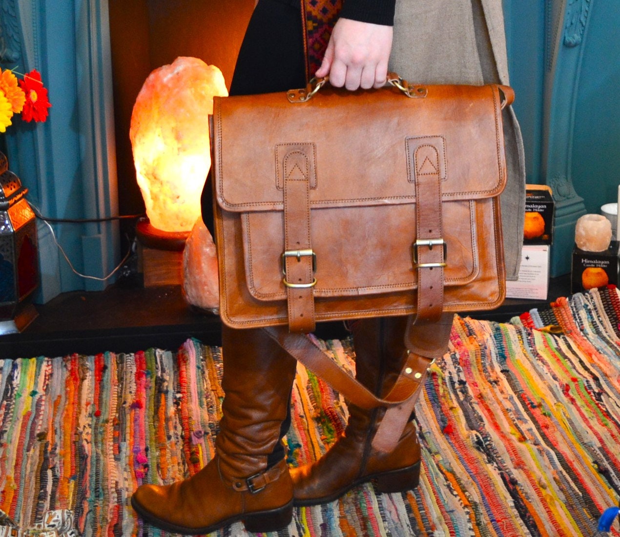 Handmade Rustic Tan Leather Satchel: Classic Style - Etsy