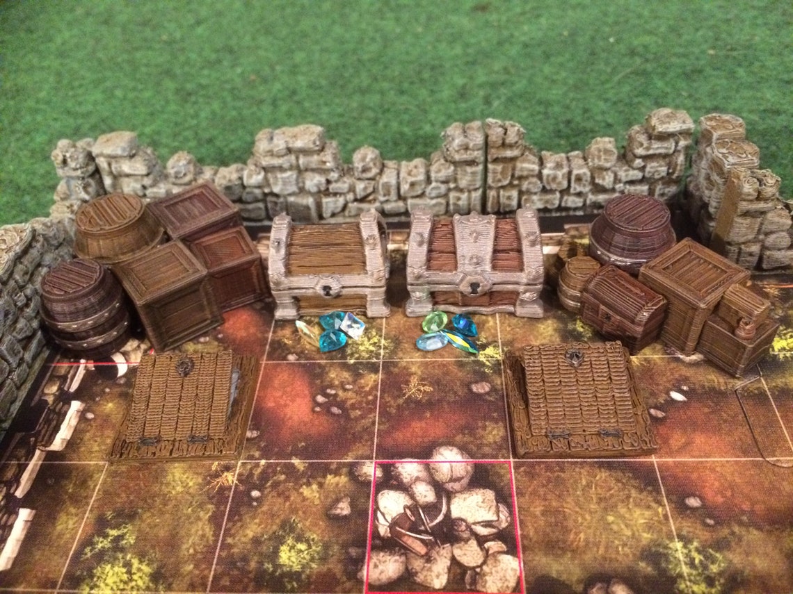 D&D RPG Tabletop Dungeon Loot Storage Set Chests Barrels | Etsy