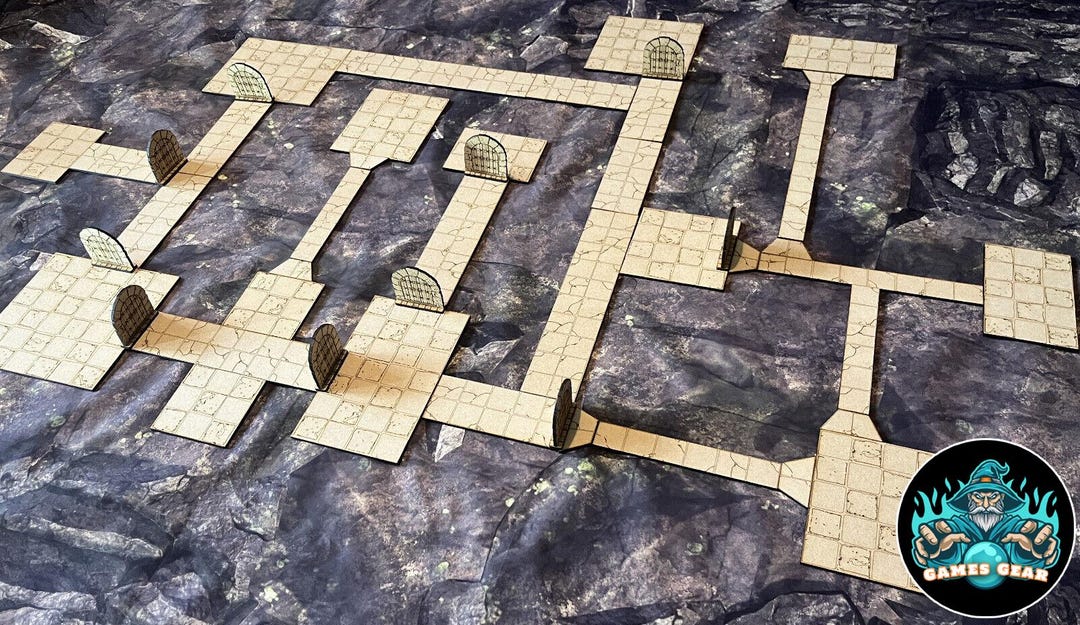 48 Piece Modular Dungeon Tile Set 1 - Dnd - Tabletop Dungeon Dungeons ...