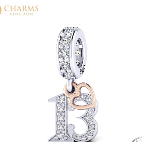13th Birthday Charm Genuine 925 Sterling Silver Milestone - Etsy