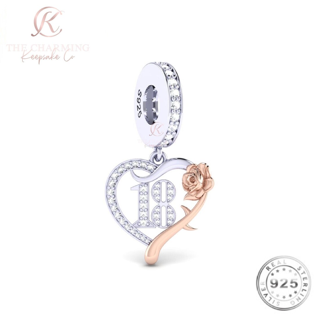 18th Birthday Charm Genuine 925 Sterling Silver & Rose Gold - 18 Years ...