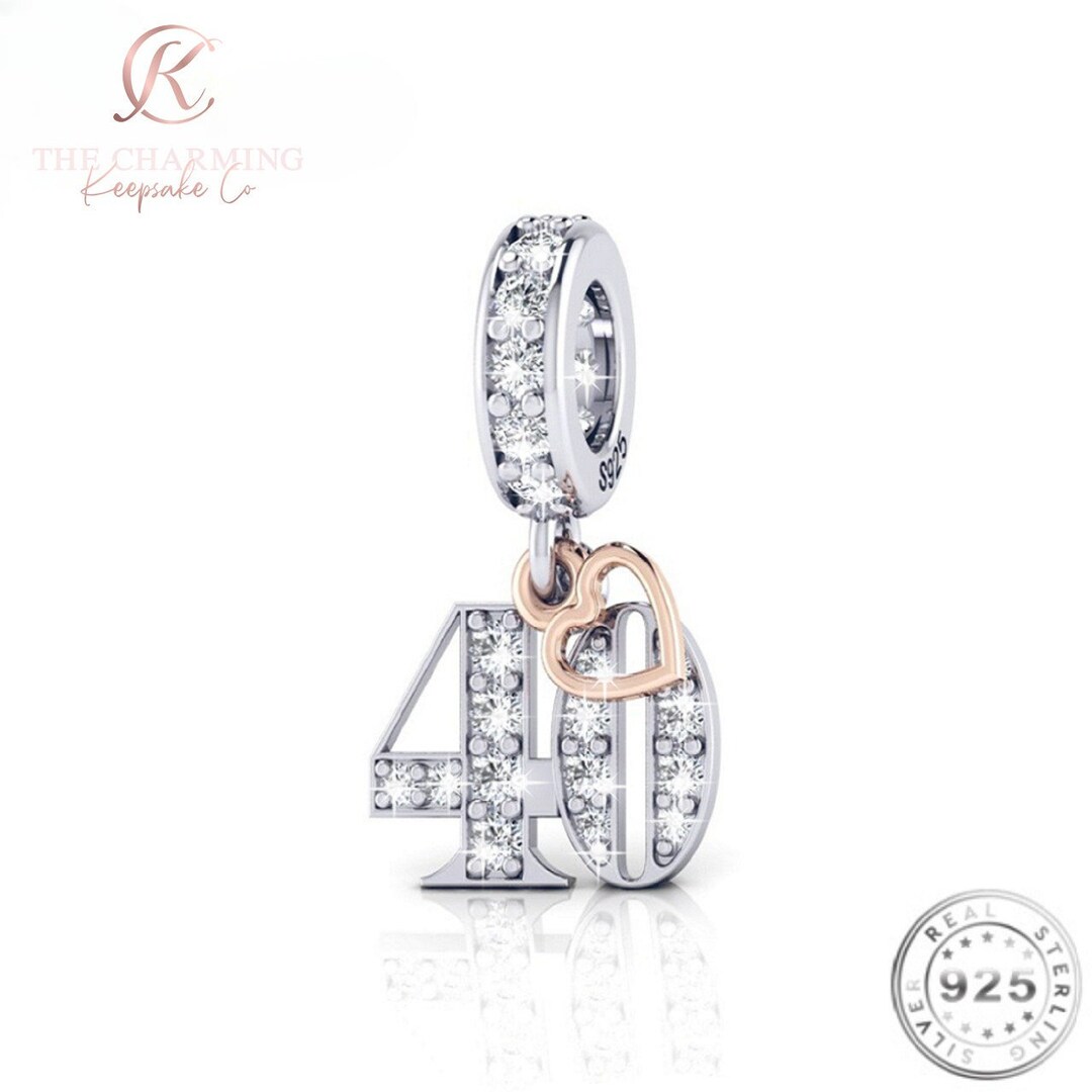 40th Birthday Charm Genuine 925 Sterling Silver & Rose Gold - 40 Years ...