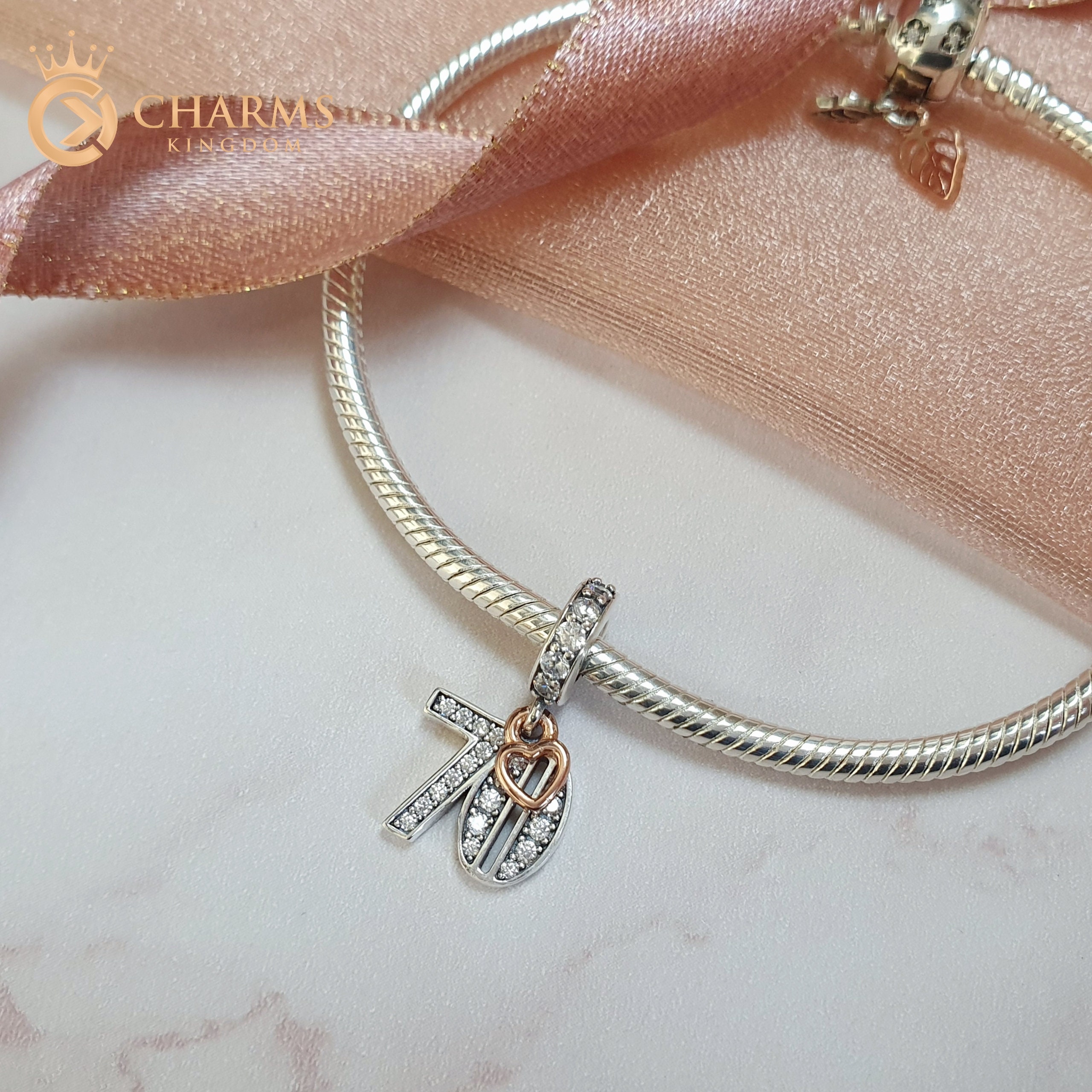 70th Birthday Charm Genuine 925 Sterling Silver Fits Pandora | Etsy