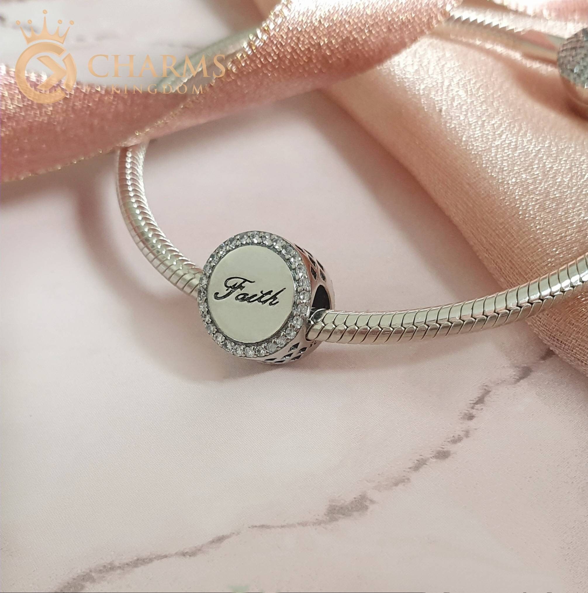 Cross 'faith' Charm Genuine 925 Sterling Silver | Etsy