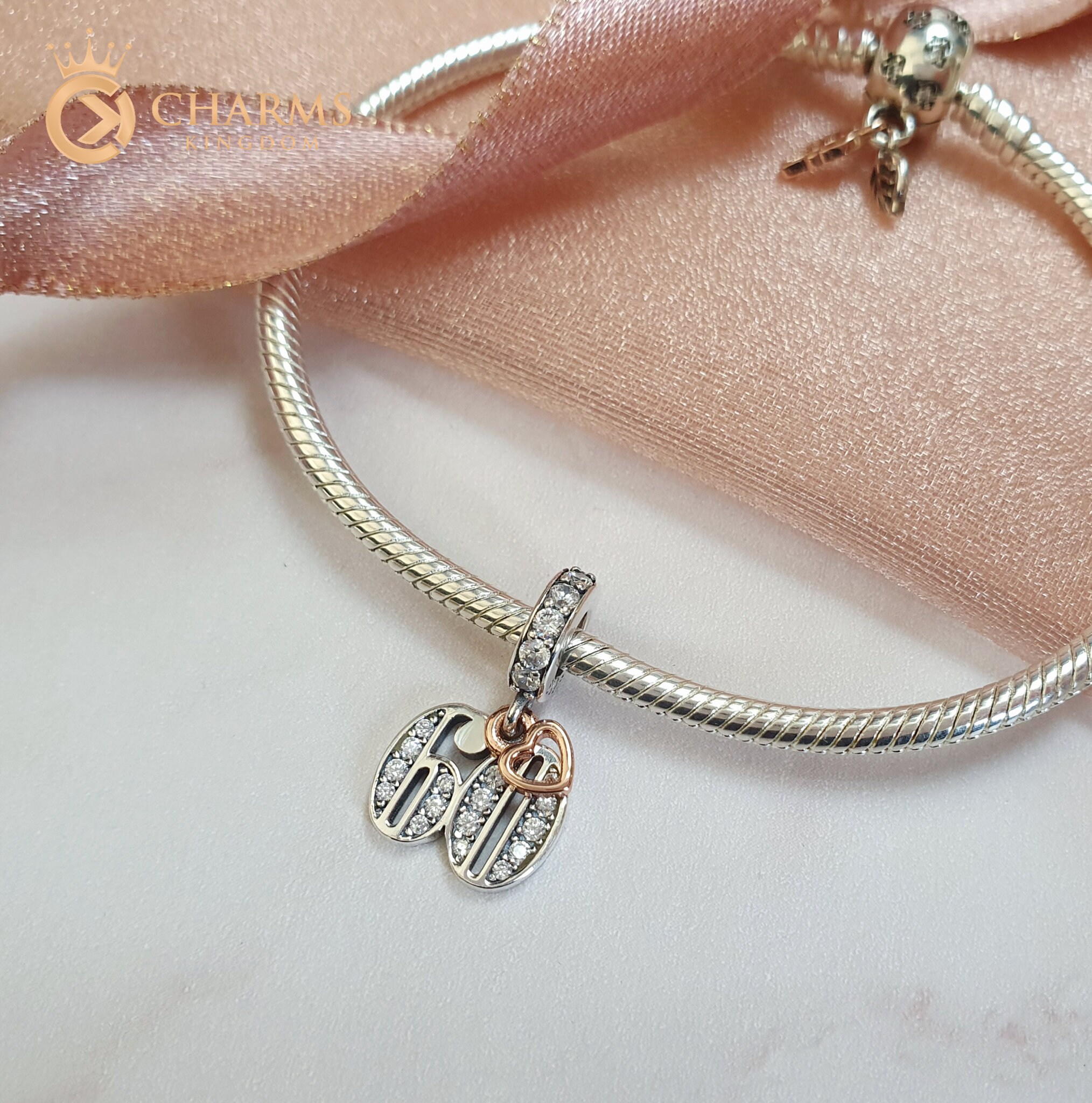 60th Birthday Charm Genuine 925 Sterling Silver & Rose Gold | Etsy