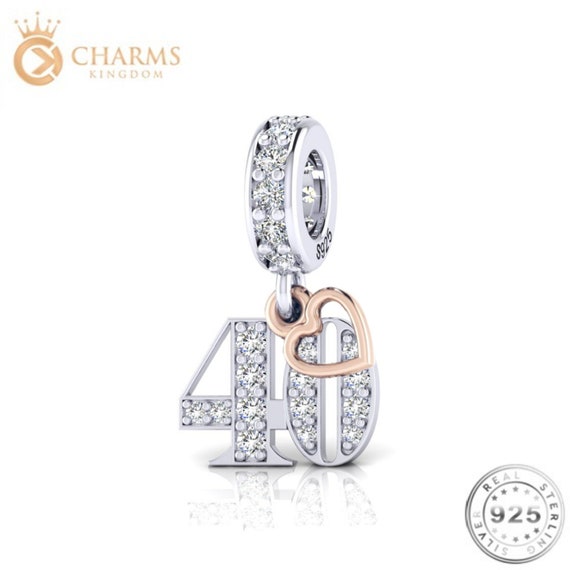 40th Birthday Charm Genuine 925 Sterling Silver & Rose Gold | Etsy