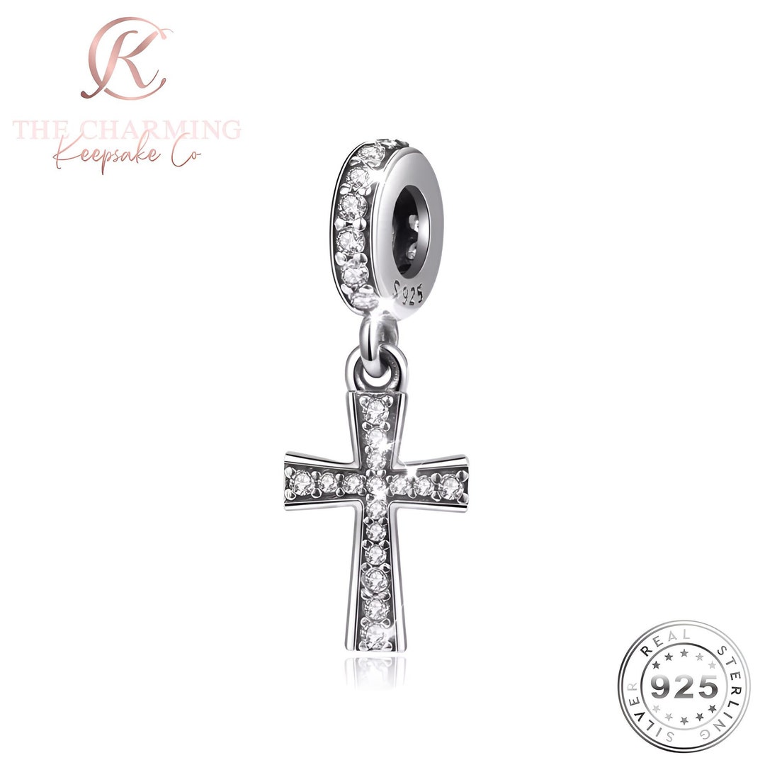 Cross Dangle Charm Genuine 925 Sterling Silver - Etsy