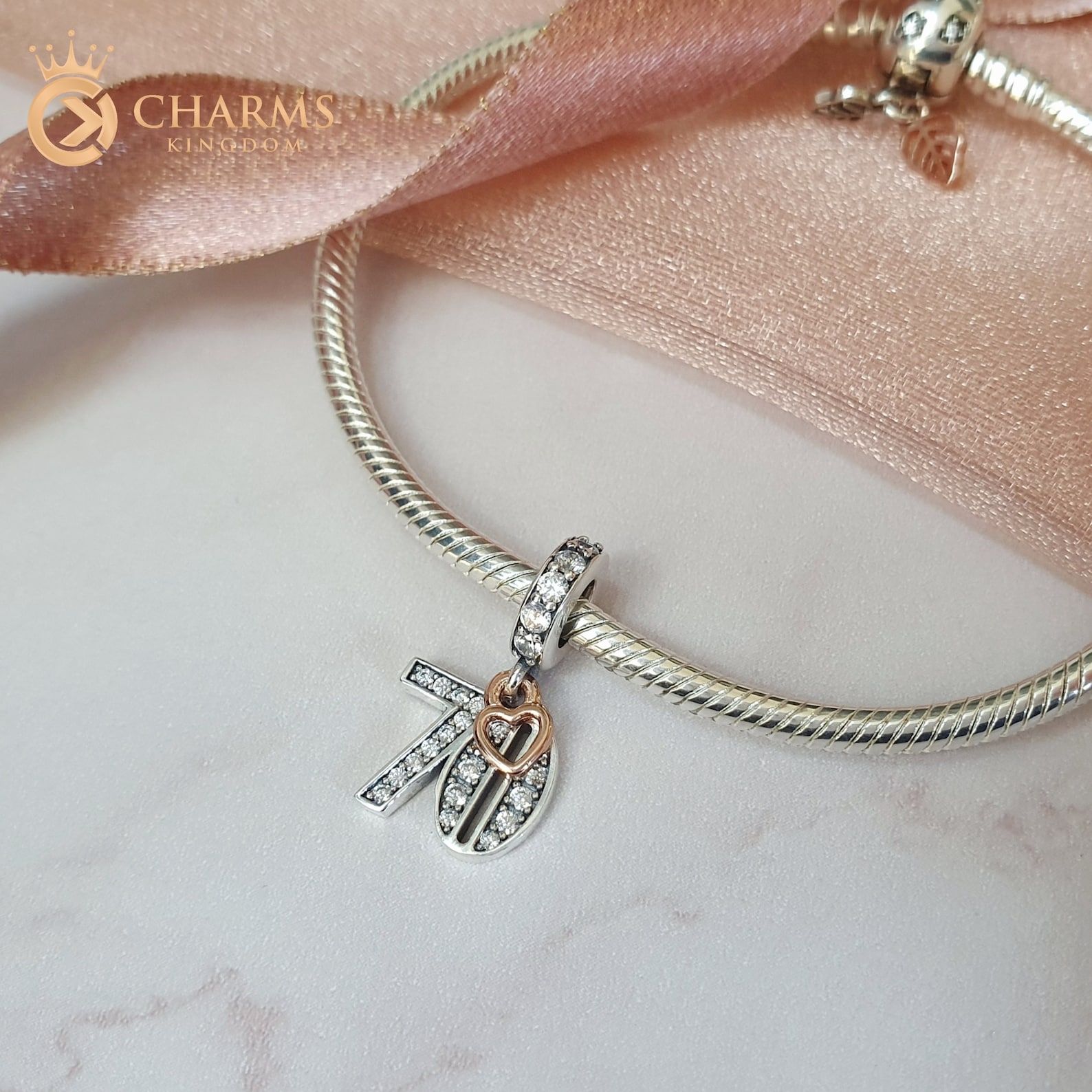 70th Birthday Charm Genuine 925 Sterling Silver Fits Pandora | Etsy